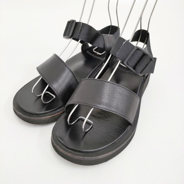 FOOTWORKS フットワークス Sandals_Smooth Leather 定価57200円 レザーサンダル サイズ23cm  サンダル ブラック レディース【中古】5-0829S♪