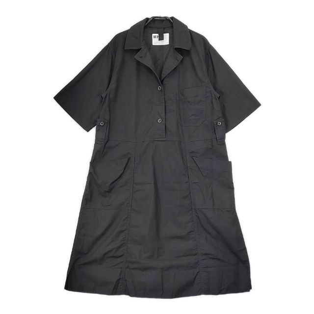 MHL. TEXTURED COTTON DRESS 595-2157503 半袖 コットンドレス ワンピース 22SS ブラック レディース エムエイチエル【中古】5-0621S∞