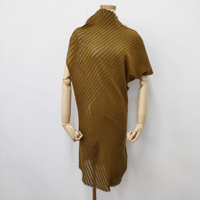 ISSEY MIYAKE カットワーク 変型ワンピース 日本製 IM13KH645 サイズ2 ワンピース オウド色 レディース イッセイミヤケ【中古】5-0711S◎