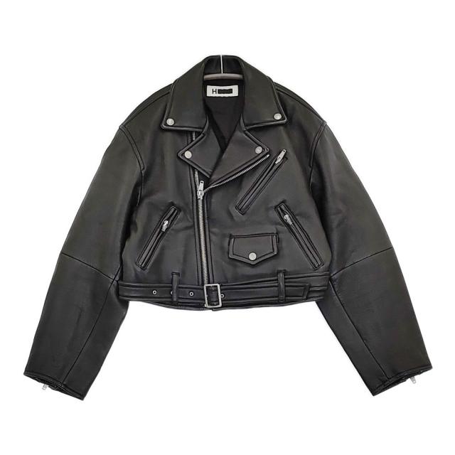 H BEAUTY&YOUTH 1625-199-4947 サイズS 羊革 レザー ライダースジャケット ブラック レディース エイチビューティアンドユース【中古】5-0920T♪