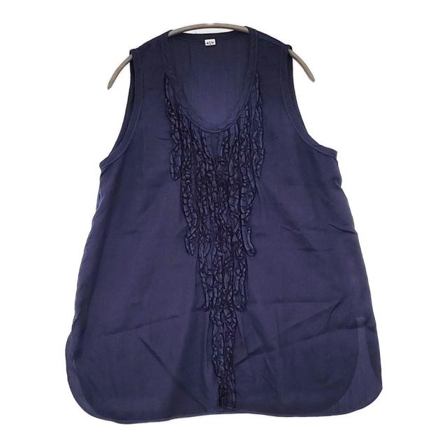 45R/45rpm テンセルのレイレイノースリーブトップ フリル 定25300円 ブラウス 紺 レディース フォーティーファイブアールピーエム【中古】5-0815S♪