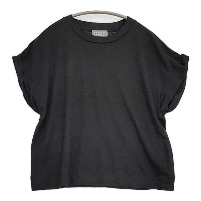 MARGARET HOWELL LINEN JERSEY TOP 578-5168030 定価18700円 カットソー 25SS ブラック レディース マーガレットハウエル【中古】5-0815S♪