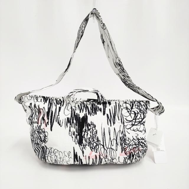 mina perhonen cache-cache 定価26400円 aca9021 ショルダーバッグ 24AW ホワイト ブラック レディース ミナペルホネン【中古】5-0920G♪