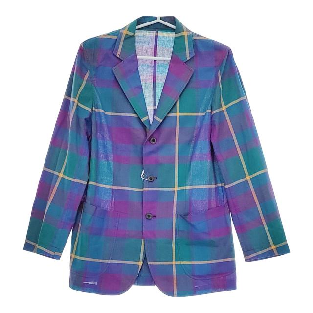 D.C.WHITE 新品 Comfortable Jacket マドラスチェック 定価36300円 44 ジャケット グリーン パープル メンズ ディーシーホワイト【中古】5-0401M♪