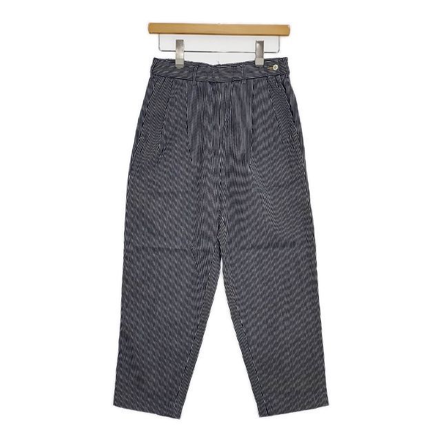 45R/45rpm 藍カディデニムタックイージーパンツ 定価46200円 ストライプ パンツ ネイビー ホワイト レディース フォーティーファイブアールピーエム【中古】5-0830G∞