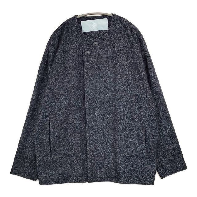 Dulcamara ジーロンラムステップフロントブルゾン ノーカラージャケット ネイビー メンズ ドゥルカマラ【中古】5-1027T∞