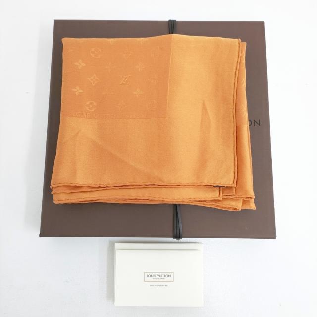 LOUIS VUITTON モノグラム 大判スカーフ シルク スカーフ オレンジ