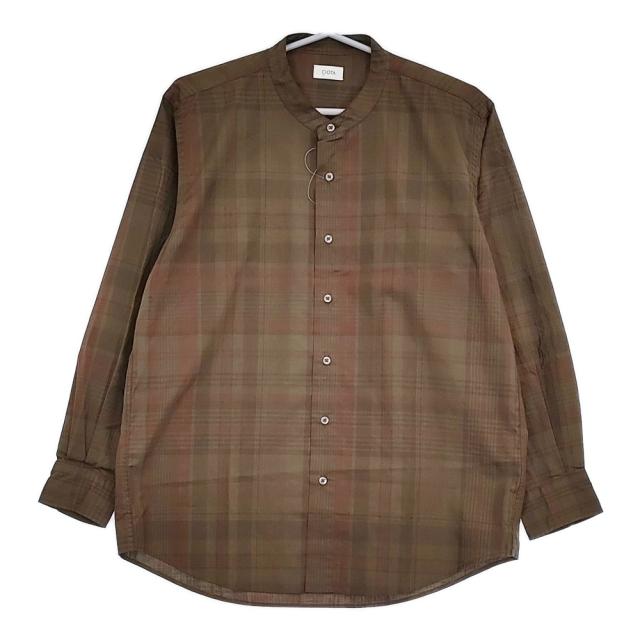 CIOTA 新品 Band Collar Shirt サイズ3 SHLM-109-DMDCH 定価29700円 バンドカラー チェック 長袖シャツ ブラウン メンズ シオタ【中古】5-0603M♪