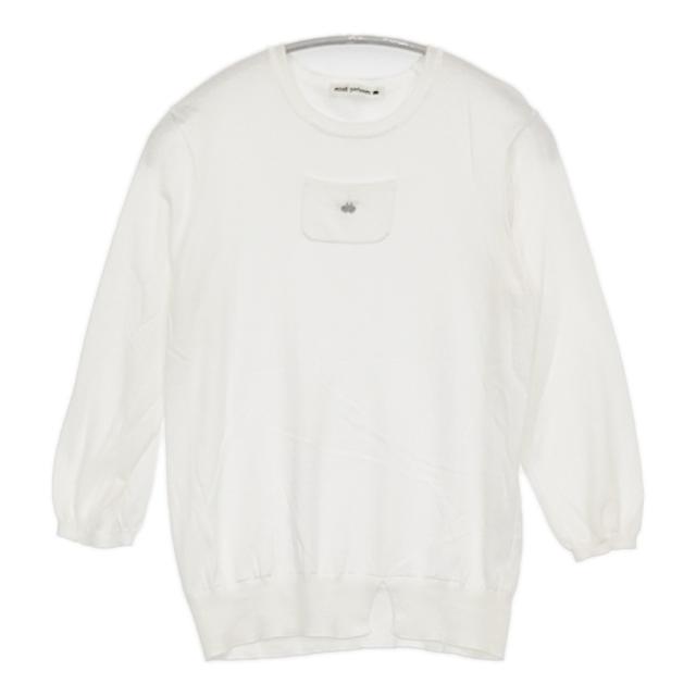 mina perhonen tasca ads8980 サイズ38 定価41800円 コットン クルーネック ニット 25SS ホワイト レディース ミナペルホネン【中古】5-0603M♪