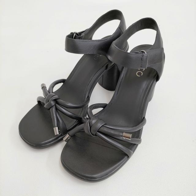 ecco sculpted alba 65 レザーヒールサンダル 23.5cm/37 定価33000円 サンダル 25SS ブラック レディース エコー【中古】5-0603S♪