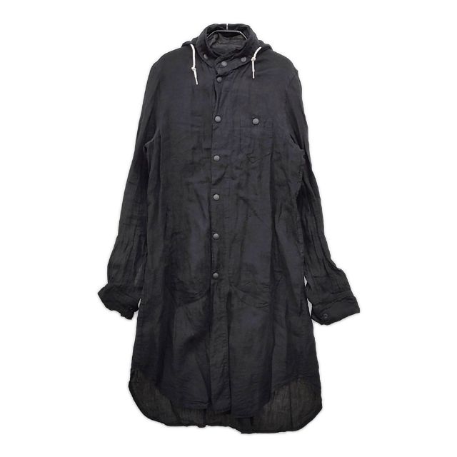 R&D.M.Co- ロングパーカー リネン フード付き ワンピース ブラック レディース オールドマンズテーラー【中古】5-0417M∞