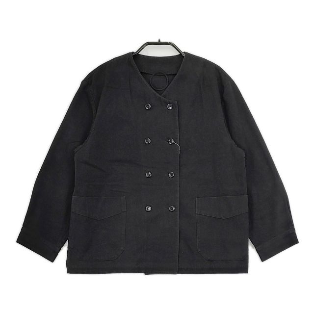 Lin francais d’antan Mathieu コットン ノーカラー ダブル ジャケット ブラック レディース ランフランセダンタン【中古】5-0625M∞