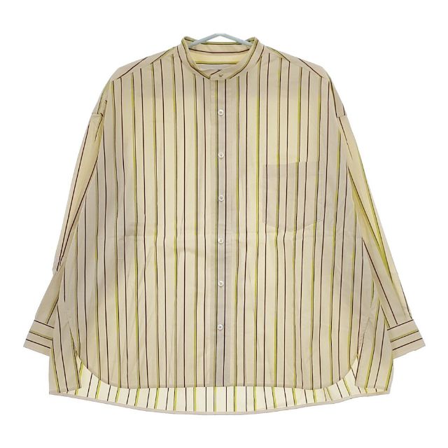 TICCA ノーカラースクエアビッグシャツ マルチストライプ 定価23100円 ブラウス シャツ アイボリー レディース ティッカ【中古】5-0625M∞