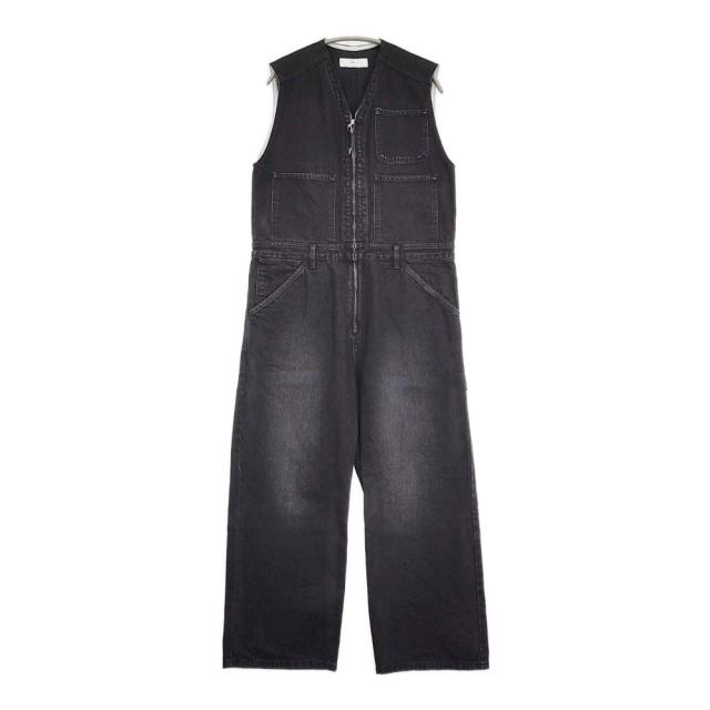 TOGA VIRILIS デニム サロペット サイズ44 ノースリーブ Vネック オールインワン ツナギ ブラック メンズ トーガ【中古】5-0806S♪