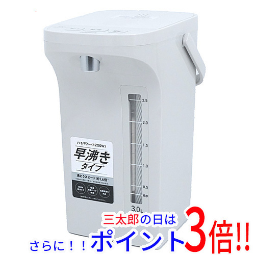 【１日と三太郎の日はポイント３倍！！】【新品】送料無料 ピーコック 電気ポット 電動給湯式 早沸きタイプ 3.0L WMR-30(WH) アッシュホワイト