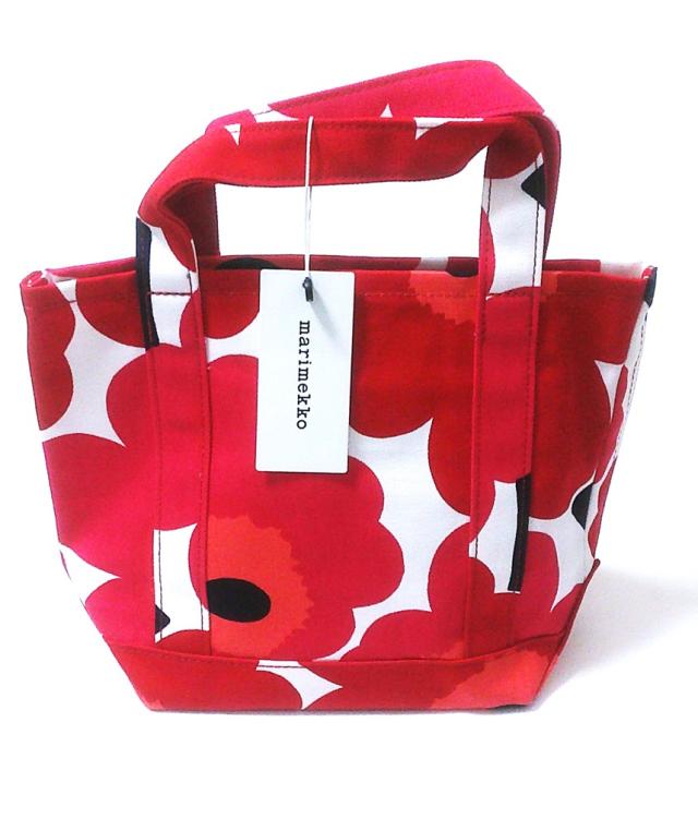 マリメッコmarimekko ピエニウニッコ　SEIDI  PIENI UNIKKO　ホワイト、レッド、ブルー　手提げバック048294-001