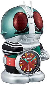 仮面ライダー 目覚まし時計 キャラクター アナログ おもしろ 音声 光 アラーム 緑 リズム時計 4SE502RH05（中古品）