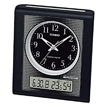CASIO(カシオ) 目覚まし時計 電波 アナログ ウェーブセプター 常時点灯 温度 湿度 カレンダー 表示 ブラック TQT-351NJ-1JF（中古品）