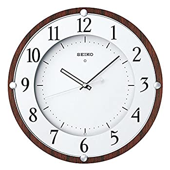 セイコー クロック 掛け時計 電波 アナログ 木枠 茶 木地 KX373B SEIKO（中古品）