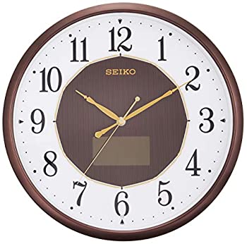 セイコー クロック 掛け時計 ハイブリッドソーラー 電波 アナログ 茶 メタリック SF241B SEIKO（中古品）
