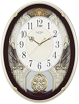 掛け時計 電波時計 からくり時計 メロディ付き スモールワールドプラウド ブラウン リズム時計 4MN523RH06（中古品）