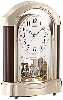 セイコー クロック 置き時計 スタンダード 電波時計 ツイン・パ マホガニー 茶 木地 BY237G SEIKO（中古品）