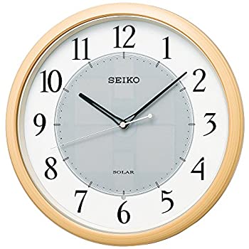セイコー クロック 掛け時計 SOLAR+ ソーラープラス 電波 アナログ 薄茶 木目 SF243B SEIKO（中古品）