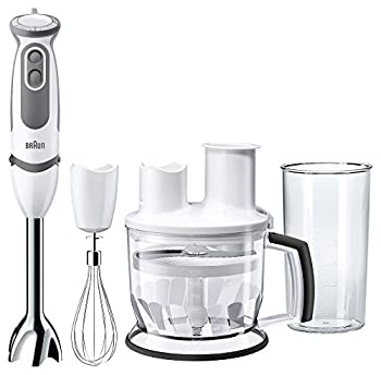 ブラウン ハンドブレンダー マルチクイック5 ヴァリオ1台7役 つぶす・混ぜる・泡立てる・きざむ・スライス・せん切り・こねる ホワイト MQ5075（中古品）