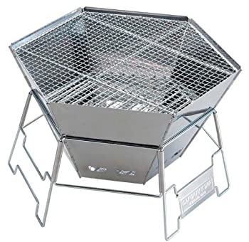 キャプテンスタッグ(CAPTAIN STAG) バーベキューコンロ 焚火台 ダッチオーブン 1台3役 ヘキサステンレス ファイア グリル バッグ付 M-6500（中古品）