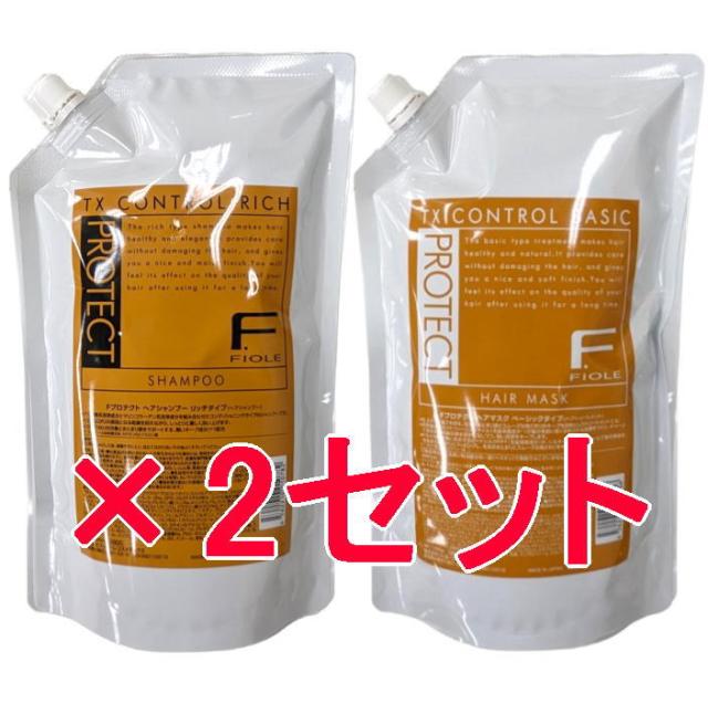 フィヨーレ FIOLE Fプロテクト リッチシャンプー 1000ml ＆ ベーシック マスク 1000g リフィル 2セット