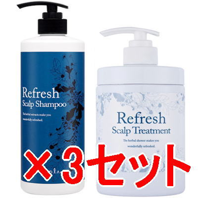 送料無料 ナプラ napra ／ リフレッシュスキャルプ シャンプー 650mL ＆ トリートメント 650g?3セット