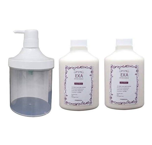 正規品販売商品 トレンツ アミノシールド エクサ トリートメント 600g 詰替え用エコボトル2個+専用容器セット AMINO SHIELD EXA