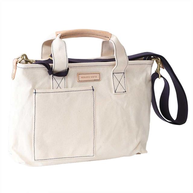 acoustic world アコースティック・ワールド stitch ステッチ ハンドバッグ ショルダー 日本製 本革 帆布 キナリ aw01902-BE