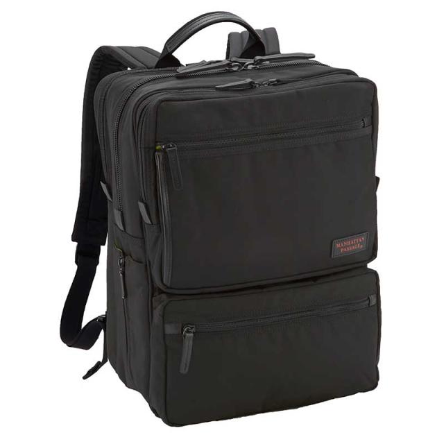【ポイント10倍】MANHATTAN PASSAGE マンハッタンパッセージ ビジネス スクエア リュックサック バックパック マルチポケット ブラック #9050