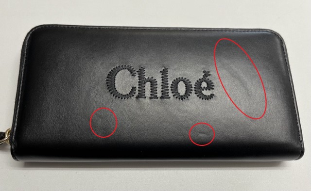 訳あり 正面に傷、あたりあり Chloe クロエ 長財布 ブラック