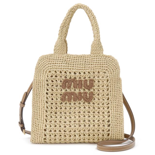 MIU MIU ミュウミュウ ショルダーバッグ レディース 5BA283ADO1F0A5T OOO ラフィアバッグ