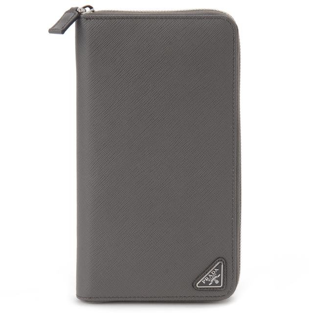 PRADA プラダ ラウンドファスナー長財布 メンズ グレー 2ML188 QHH F0170