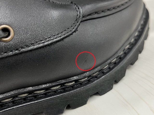 訳あり　箱不良、右足側面に傷あり　PARABOOT パラブーツ 革靴 27.0cm メンズ 2008-17-85 CHIMEY シメイ デッキシューズ ブラック カジュアルシューズ 靴