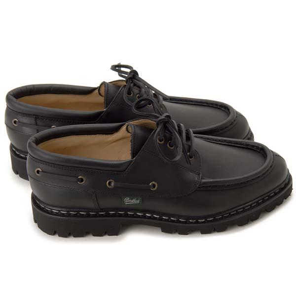 訳あり　箱不良、右足側面に傷あり　PARABOOT パラブーツ 革靴 27.0cm メンズ 2008-17-85 CHIMEY シメイ デッキシューズ ブラック カジュアルシューズ 靴