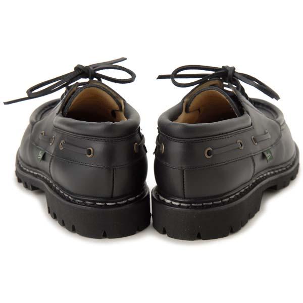 訳あり　箱不良、右足側面に傷あり　PARABOOT パラブーツ 革靴 27.0cm メンズ 2008-17-85 CHIMEY シメイ デッキシューズ ブラック カジュアルシューズ 靴