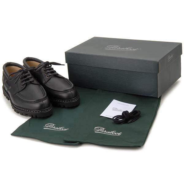 訳あり　箱不良、右足側面に傷あり　PARABOOT パラブーツ 革靴 27.0cm メンズ 2008-17-85 CHIMEY シメイ デッキシューズ ブラック カジュアルシューズ 靴