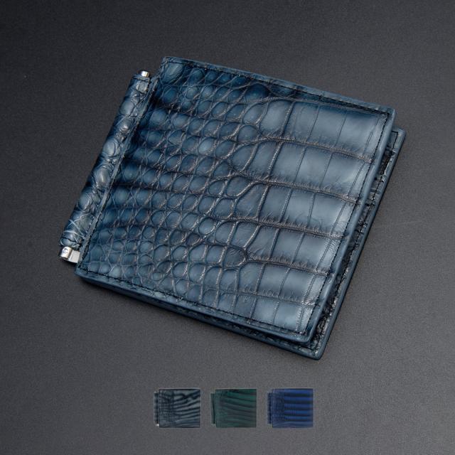 グラデーション クロコダイル 二つ折り財布 マネークリップ メンズ RODANIA ロダニア RDOC50584 高級特選