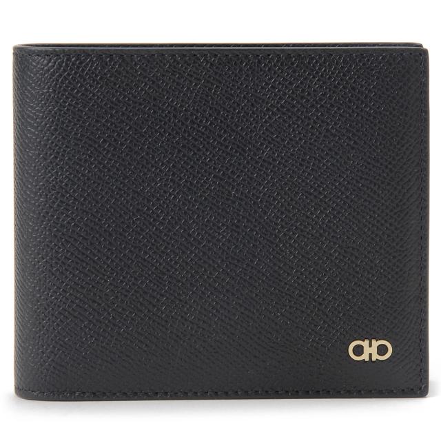 Ferragamo フェラガモ 二つ折り財布 メンズ ブラック 66 1454 775646 MICRO GANCIO