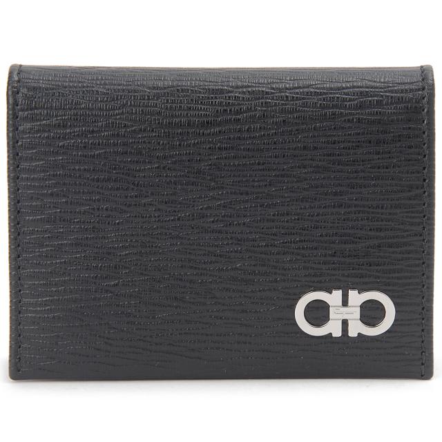 Ferragamo フェラガモ カードケース メンズ レディース ブラック 66 A062 685948 REVIVAL GANCIO BICOLOR