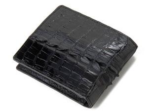 ワニ革 二つ折り財布 カイマンワニ ブラック ロダニア RODANIA