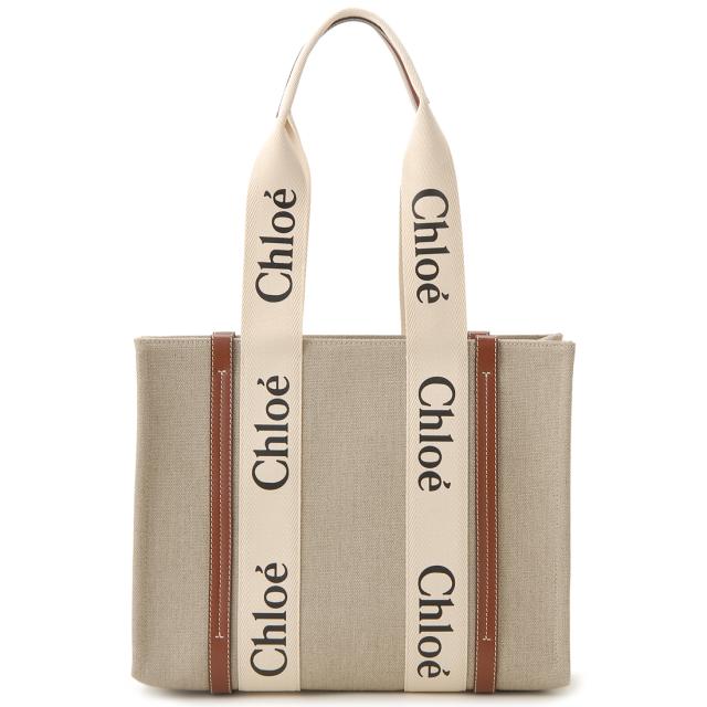訳あり 保護袋なし、持ち手ボンド汚れ Chloe クロエ トートバッグ レディース 22AS383 I26 90U WOODY ウッディ