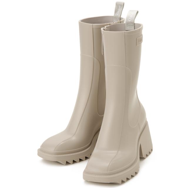 訳あり 変色あり Chloe クロエ レインブーツ JP26cm レディース ホワイト 22A239Z2 28U BETTY ベティ 靴・シューズ