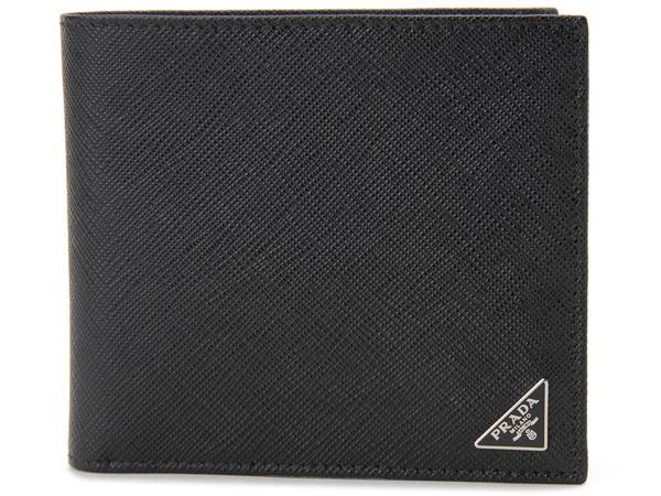 訳あり 箱つぶれ 表面べたつきあり 色ムラあり PRADA プラダ 二つ折り長財布 2MO738 QHH F0002 ブラック メンズ