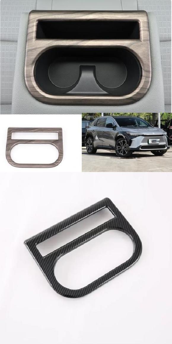 適用: トヨタ BZ4X EA10 2022 2023 インテリア リアシート カップホルダー フレーム ABS 木目調・ABS カーボン ...