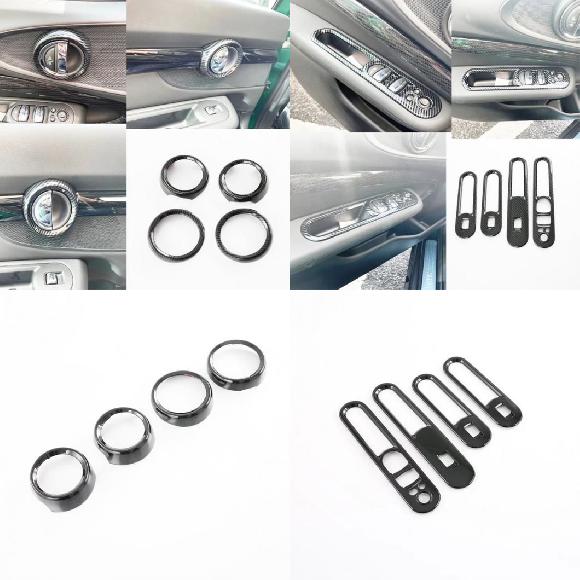 適用: ミニ クーパー クラブマン 2022 ABS カーボン インナー ボウル カバー〜ブラック ウインドウ スイッチ SR-AA-4095 ...